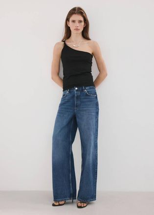 Mango Jean droit taille basse bleu fonc&eacute; - Femme - 32 - MANGO