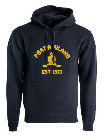 Prada hoodie &agrave; logo brod&eacute; - Bleu