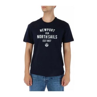 North Sails Homme, Tops, Bleu, Taille: XL T-shirt Bleu à Manches Courtes - 100% Coton