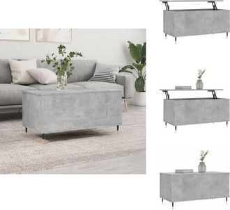 vidaXL Couchtisch Betongrau 90x44,5x45 cm Holzwerkstoff - Eleganter Couchtisch - Wohnzimmerstil - Betonoptik - H&ouml;henverstellbarer Tisch - Stauraum