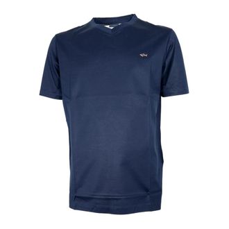 Paul & Shark Blaues Interlock-T-Shirt aus Baumwolle mit Metallhai - - Tops - Herren - Blau - XL