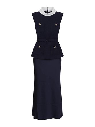 Self Portrait Robe Au Genou - Bleu