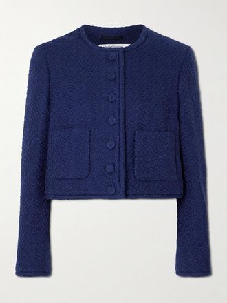 Another Tomorrow Veste Raccourcie En Tweed De Coton Biologique - Bleu