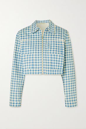 Emilia Wickstead Veste Raccourcie En Jean Vichy Agnis - Bleu