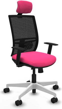 Piqueras y Crespo Schreibtisch mit Rollen, Rosa, Yunquera mit 1D-Armen, h&ouml;henverstellbare Lendenwirbelst&uuml;tze und h&ouml;henverstellbares Kopfteil, ausgestattet mit Syncro/Tr