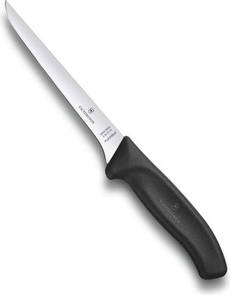 Victorinox by Swiss Army Swiss Classic, Profi Ausbeinmesser, Extra Scharfe Klinge, gerader Schliff, 15 cm, Kunststoffgriff, Rostfreier Stahl, schwarz