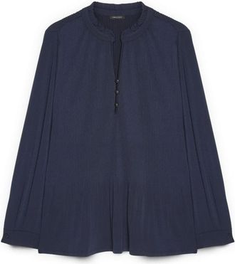 Fiorella Rubino Femme, Blouses et Chemises, Bleu, Taille: 42 FR Blouse pliss&eacute;e en jersey avec boutons