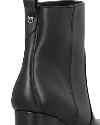 Pinko Lug Sole Block Heel Ankle Boot - Black
