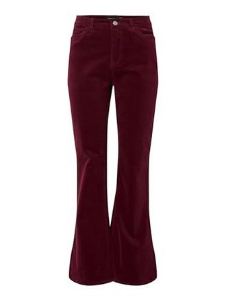 Pieces Pcjoya Hw Flared Corduroy Denim Jeans, Tawny Port, 30 Femmes