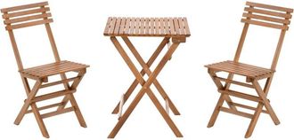 Beliani Ensemble de Bistrot en Bois dAcacia Certifi&eacute; Pliant Meuble de Jardin Terrasse Balcon Table et 2 Chaises Marron Solarolo