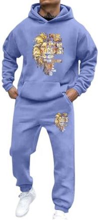 Generic Surv&ecirc;tement pour homme - Ensemble complet imprim&eacute; &agrave; manches longues - Sweat &agrave; capuche - Jambe droite - Ensemble de jogging - Gym Sport - Haut et panta