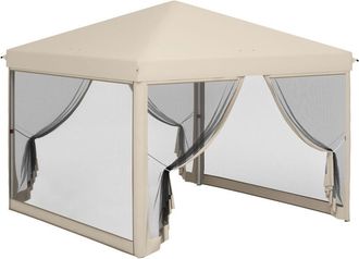 OUTSUNNY Tonnelle barnum pliant pop-up dim. 3L x 3l x 2,65H m 4 moustiquaires sac transport noir beige