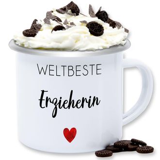 Shirtracer Emaille Tasse Blechtasse - Tassen - Weltbeste Erzieherin | Geschenkidee f&uuml;r die beste Betreuerin der Welt | Geschenk Kinderg&auml;rtnerin Tagesmutter Kinde