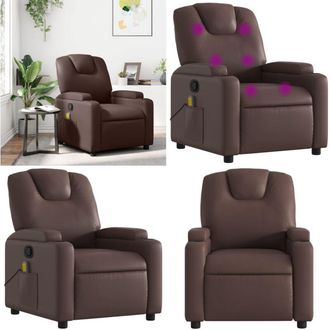 vidaXL Massagesessel Braun Kunstleder - Massage Stuhl - Relaxstuhl - TV-Sessel - Bequeme Lounge Chair - Lederlook Sessel - Home & Living