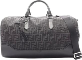 Fendi Pre-owned FF Jacquard Canvas Leather 2way Boston Bag - Homme - Pre-owned - Gris - Taille: ONE Size