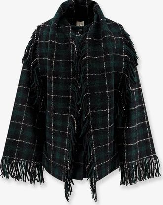 Toteme Fringed scarf madras wool coat - TOTEME - gender_Woman
