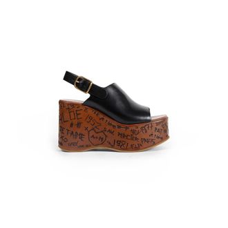 Chlo&eacute; Maxime Leather Wedge Sandals