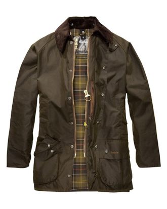 Barbour Wachsjacke Beaufort mit Cord-Kragen in