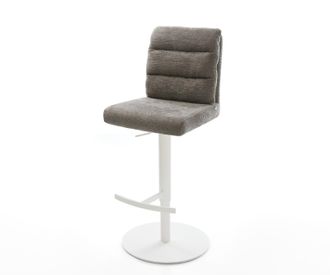 DELIFE Barstuhl Pela-Flex Boucl&eacute; Soft Schlamm Drehfu&szlig; h&ouml;henverstellbar Metall Wei&szlig;, Barst&uuml;hle