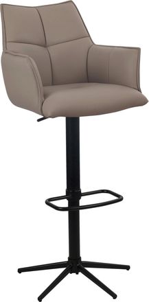 Novel Barhocker, Schwarz, Taupe, Metall, Leder, Echtleder, Rindleder, Drehkreuz, 54x96-121x56 cm, Sitzfl&auml;che 360&deg; drehbar, Esszimmer, Barm&ouml;bel, Barhocker