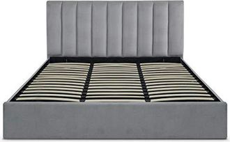 Menzzo jyb308180hcj41silver Bett Songe + Lattenrost, Velours, 180 cm, silberfarben