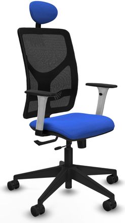 Piqueras y Crespo B&uuml;rostuhl mit wei&szlig;en und schwarzen Armlehnen und festem Kopfteil, ausgestattet mit Syncro/Traslack und Schneideschaum, mit Rollen von 65 mm, Nylon, Sc