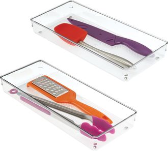 InterDesign iDesign 52660M2EU Linus Besteckkasten Schubladeneinsatz f&uuml;r Besteck, Pfannenwender, Kleinkram - 2 St&uuml;ck, 15,24 x 38,1 x 5,08 cm, Durchsichtig, Plastik