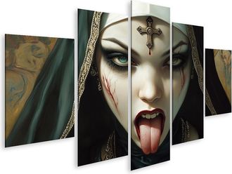 Islandburner Prime Bild auf Leinwand Dunkle Nonne mit Blut und Kreuz Bilder Wandbilder Poster