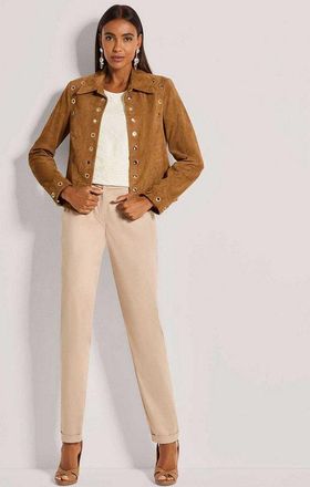 Madeleine Jeansjacke Kurzjacke mit &Ouml;sendetails &Uuml;bergangsjacke mit Klappkragen und Langarm