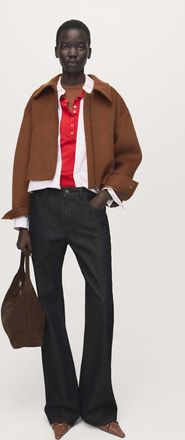 Mango Veste laine col classique marron moyen - Femme - XXL - MANGO