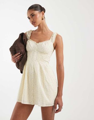 Hollister Robe courte tendance folk &agrave; petites fleurs - Jaune