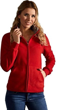 Promodoro Doppel-Fleece Jacke Damen, Rot-Hellgrau, S