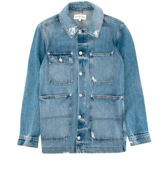 Slvrlake Denim Distressed Denim Worker Utility Jacket Size S