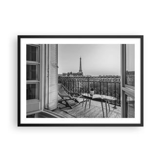 Arttor Wandposter Art Prints 70x50cm Poster Schwarzrahmen Schwarzweiß Paris Balkon Küche Wanddeko Bild Wand Kunstdruck Deko Wandbilder Dekoration Wohnzimmer 