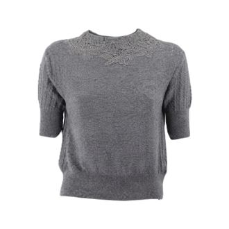 Ermanno Scervino Pull &agrave; manches courtes - Femme - Pulls - Gris - Taille: 38 FR