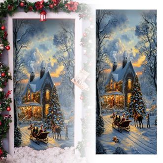 Generic Türbanner für die Weihnachtsfeier, großes festliches Wandbehang, Merry Xmas-Schild, Willkommensschild für drinnen und draußen, für den Eingangsbereich