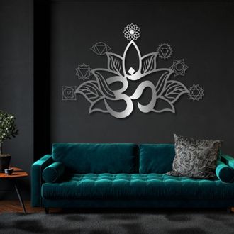 Generic Metall-Wandkunst, Wanddeko Lotus, Om-Dekor, Heilige Geometrie, Lotusblumen-Dekor, Om-Dekor, Heilige Geometrie, Wandbeh&auml;nge f&uuml;r Wohnzimmer, Schlafzimme