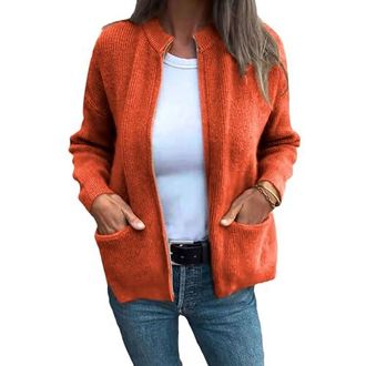 Generic Gilet Chaud Femme Cardigans en Tricot d&eacute;t&eacute; pour Femmes Cardigan en Tricot zipp&eacute; &agrave; Manches Longues