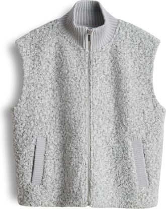 OPUS Damen Sweatjacke | GULUNI Regular Sweatweste in Boucl&eacute; Optik Hazy Fog Melange, 40