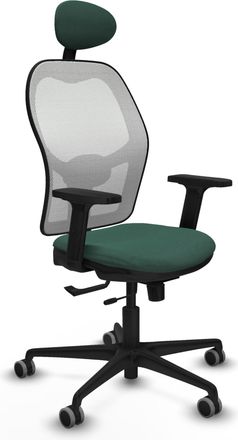 Piqueras y Crespo Schreibtischstuhl mit 2D-Armen, h&ouml;henverstellbare Lendenwirbelst&uuml;tze und festes Kopfteil, ausgestattet mit Syncro/Traslack und injiziertem Schaum. Wei