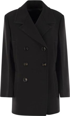 Max Mara Femme, Manteaux, Noir, Taille: 40 FR Caban Crois&eacute;