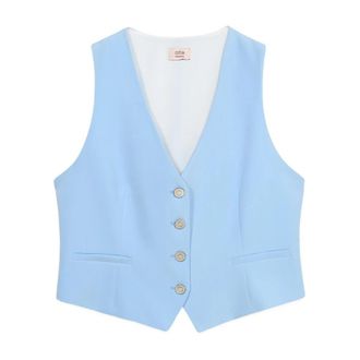 Oltre Technischer Stoffweste - - Jackets - Damen - Blau - 3XL