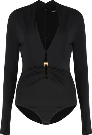 Versace Femme, Tops, Noir, Taille: 36 FR Body drap&eacute; avec &eacute;pingles de s&ucirc;ret&eacute;