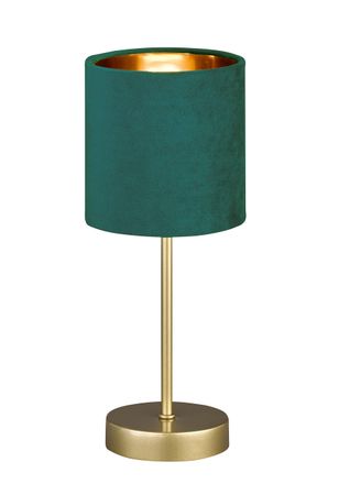 Fischer & Honsel Tischleuchte Aura, Edle Tischlampe im klassischen Design mit Schnurschalter, 1x E 14-Fassung, Metall in Goldfarben & Samt-Schirm in T&uuml;rkis, H&ouml;he: 34cm