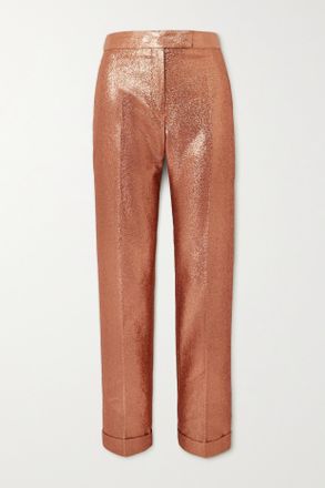 Tom Ford Pantalon Droit En Tissu Sabl&eacute; &Agrave; Paillettes - Rose