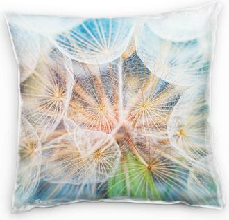 Paul Sinus Art Macro, Blumen, blau, orange, Pusteblume Deko Kissen 40x40cm f&uuml;r Couch Sofa Lounge Zierkissen - Dekoration zum Wohlf&uuml;hlen