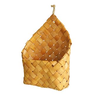 Hemobllo POPETPOP Handgewebter H&auml;ngender Wandkorb aus Holzst&uuml;cken Rustikaler Aufbewahrungskorb f&uuml;r Zuhause Vielseitiger Blumentopf und Dekoration Khaki Langleb