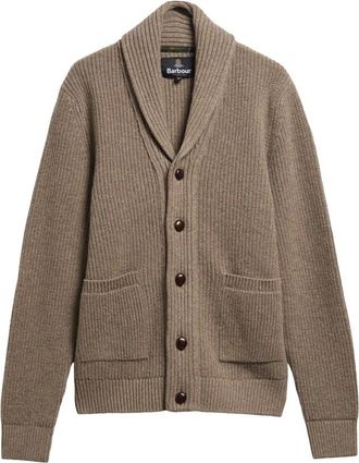 Barbour Gilet en maille Hartland &agrave; col ch&acirc;le - Homme - Pulls - Brun - Taille: M