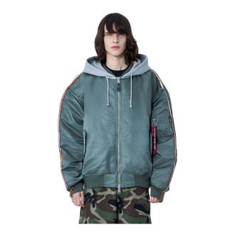 VETEMENTS Homme, Vestes, Vert, Taille: L Veste Bombeur avec Capuche Int&eacute;gr&eacute;e