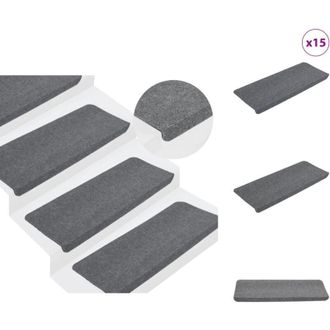 vidaXL Stufenmatten Selbstklebend 15 Stk. 65x24,5x3,5 cm Grau - Treppenmatten - Stufenmatte - Treppenschutz - Rutschfest - Teppich